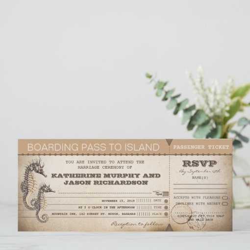 wedding invitation boarding pass tickets | Zazzle