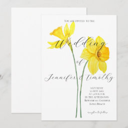 Wedding Invitation Botanical 2 yellow daffodils | Zazzle