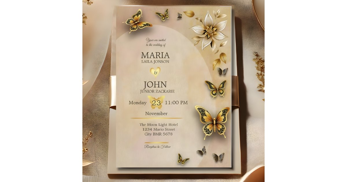 wedding invitation butterflies original | Zazzle