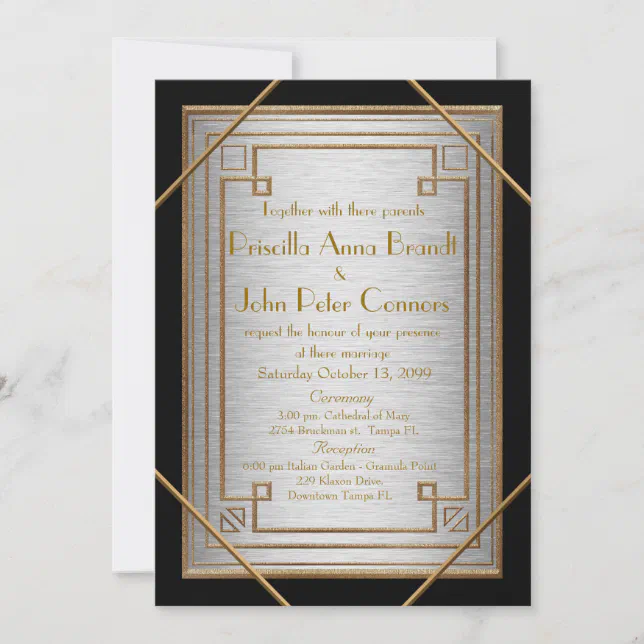 Wedding invitation card,Great Gatsby, silver b | Zazzle