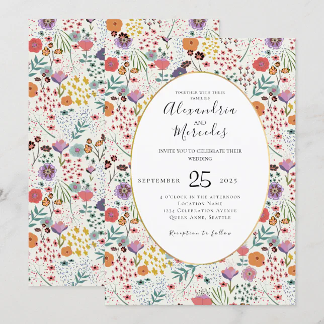Wedding invitation colorful flowers Spring floral | Zazzle