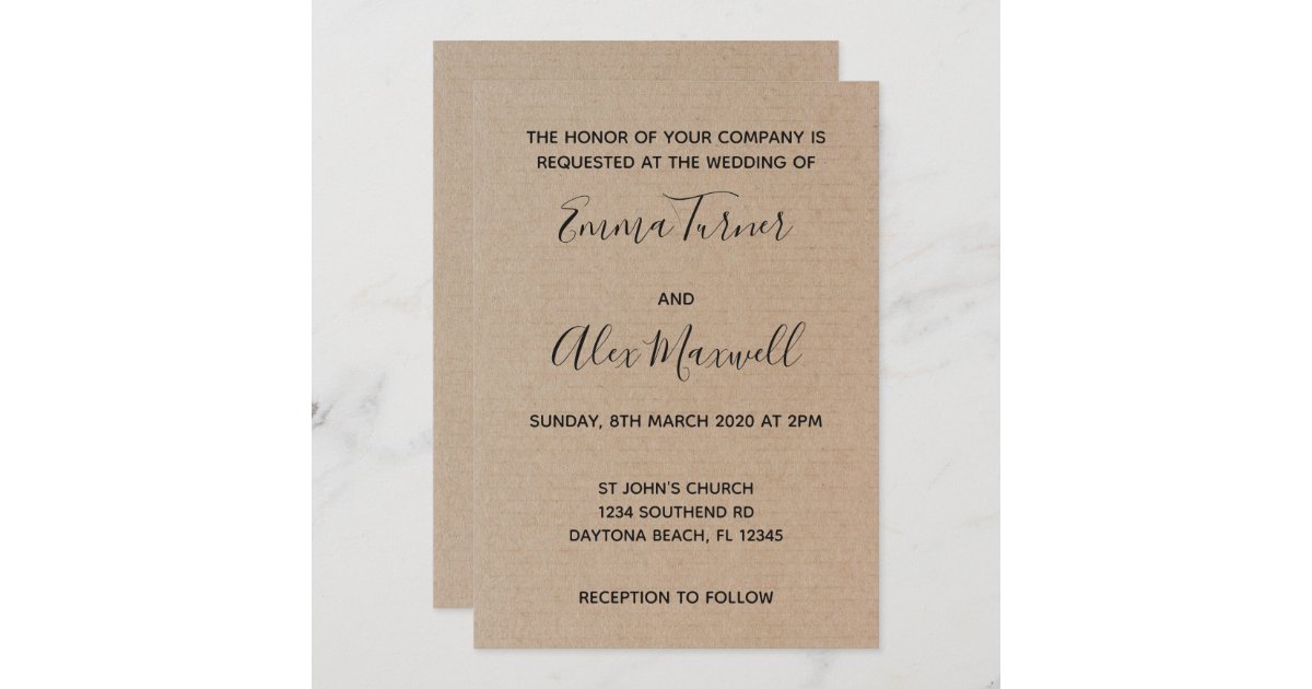 Wedding Invitation | Craft Paper Script | Zazzle