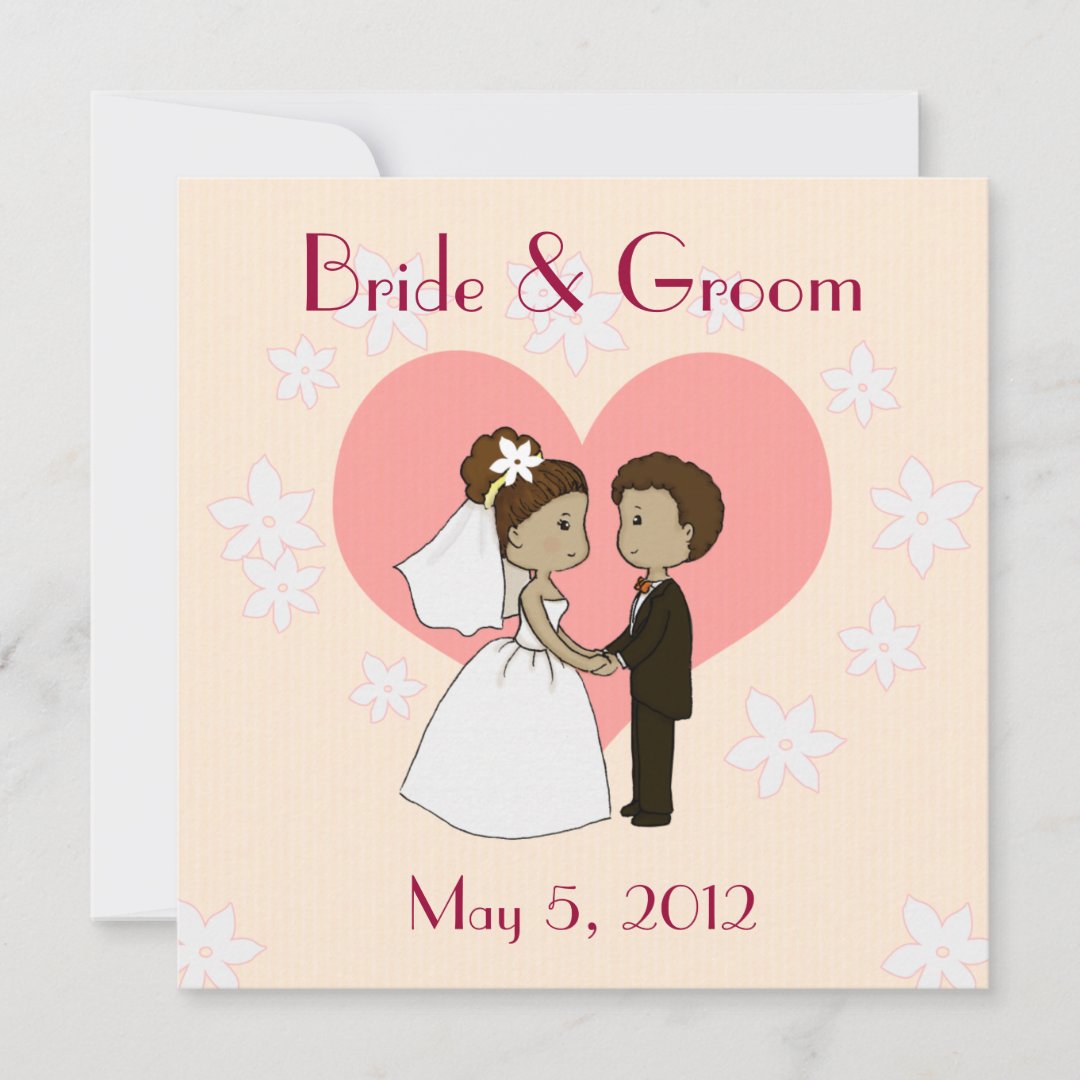 Wedding invitation cute couple cartoon | Zazzle