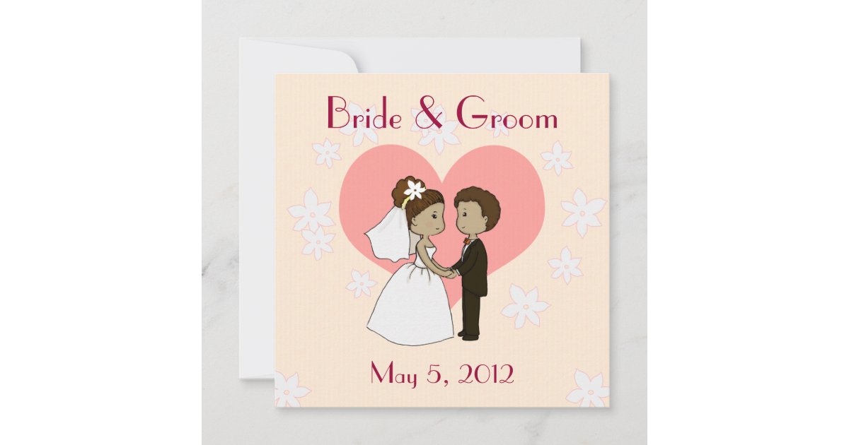 Wedding invitation cute couple cartoon | Zazzle