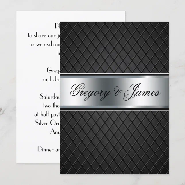 Wedding Invitation, Elegant Black and Silver Invitation | Zazzle