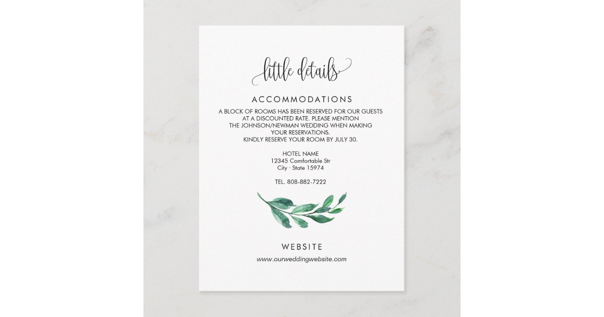 Wedding Invitation - enclosure card, details card | Zazzle