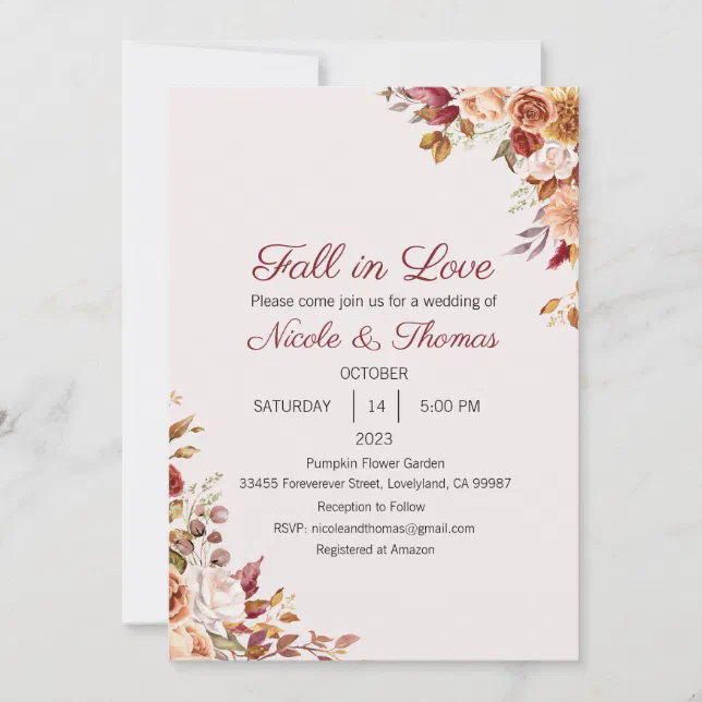 Wedding Invitation, Fall in Love Wedding Invitation | Zazzle