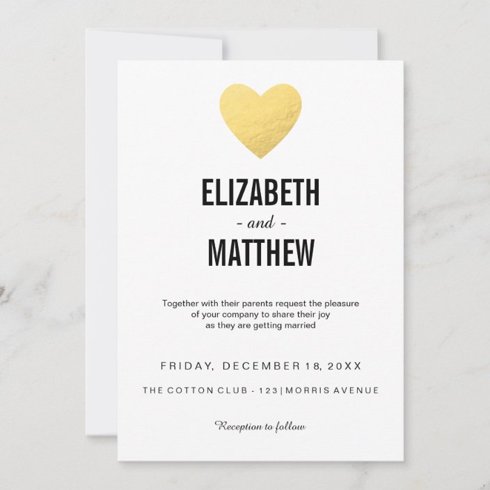Wedding invitation | gold heart | invite card | Zazzle.com