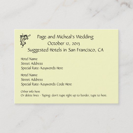 Wedding Invitation Hotel Reservation Suggestion | Zazzle.com