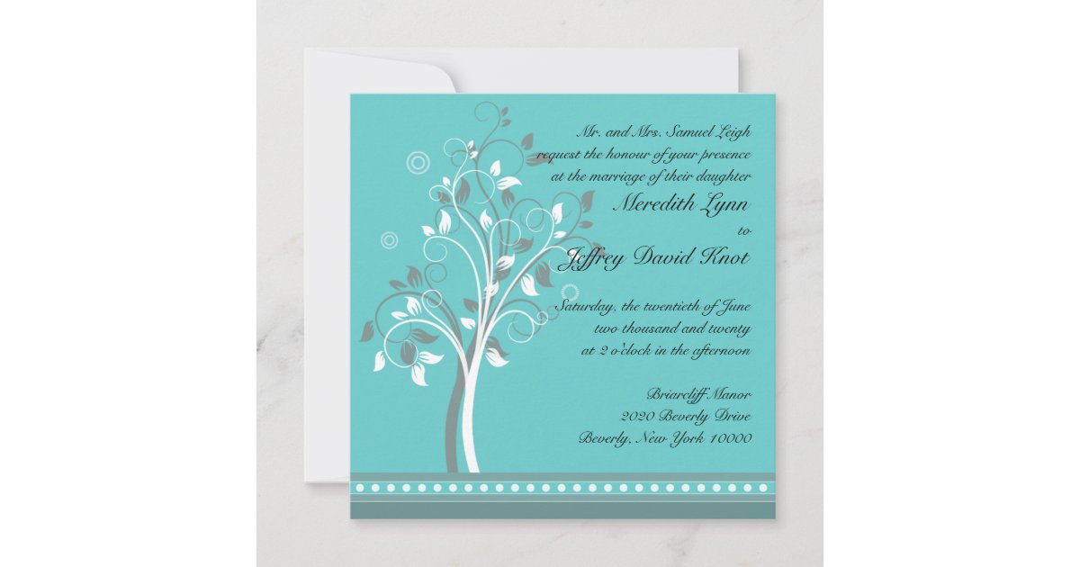 Wedding Invitation in Turquoise | Zazzle