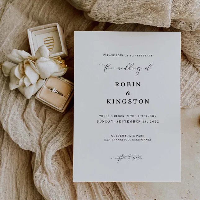 Wedding Invitation Minimal Script Formal Card R100 | Zazzle
