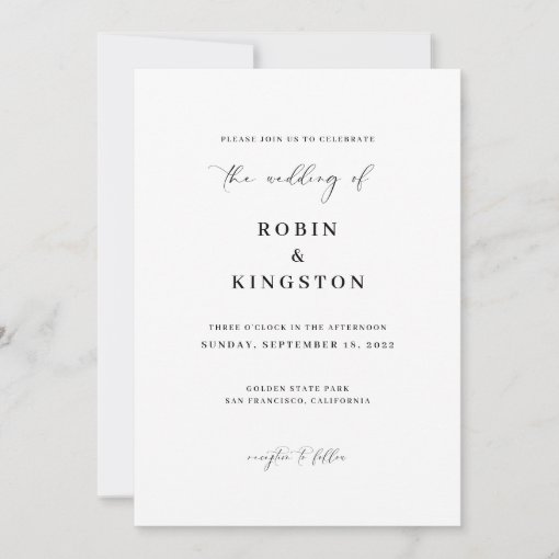Wedding Invitation Minimal Script Formal Card R100 | Zazzle