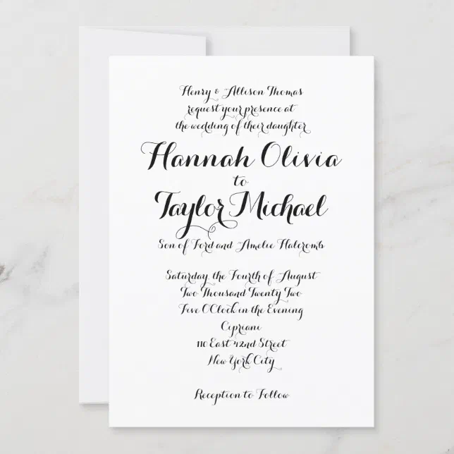 Wedding Invitation *Modern Classic* | Zazzle