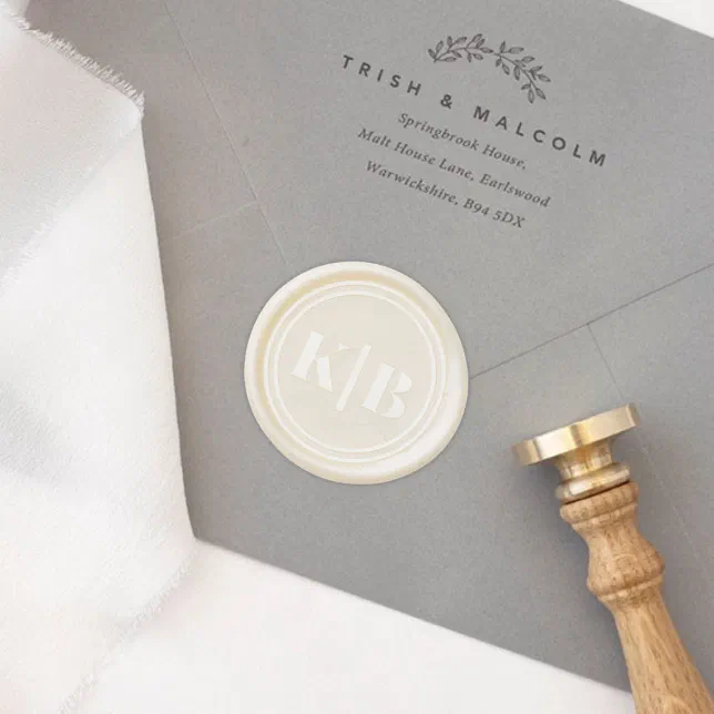 Wedding Invitation Monogram Initials Wax Seal Sticker | Zazzle