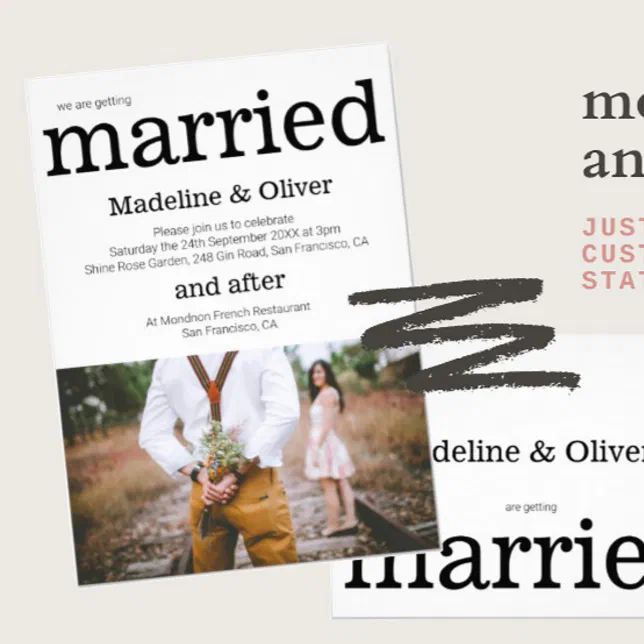 Wedding Invitation Photo Modern Chic Invitation | Zazzle