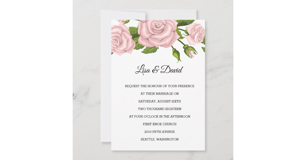 Wedding Invitation-Pink Roses Invitation | Zazzle