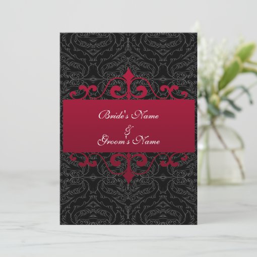 Wedding Invitation - Red and Black | Zazzle