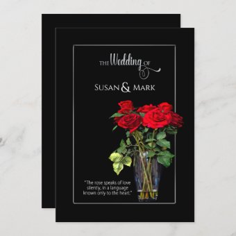 Wedding Invitation, Red Rose Collection/Black Invitation | Zazzle
