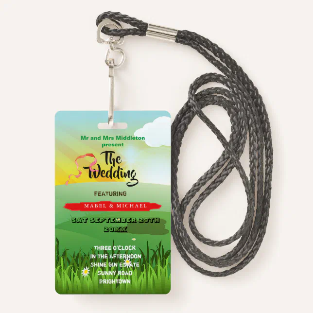 Wedding Invitation Rustic Festival Fields Fun Badge | Zazzle