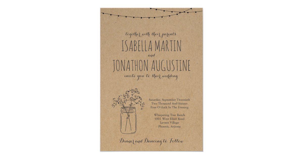 Wedding Invitation | Rustic Kraft | Zazzle.com