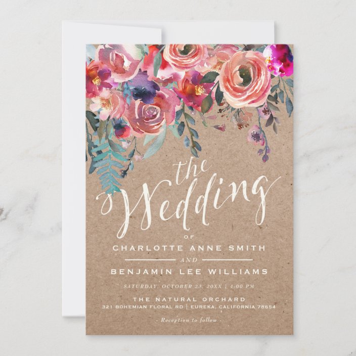 WEDDING INVITATION | Rustic Spring Elegant Floral | Zazzle.com