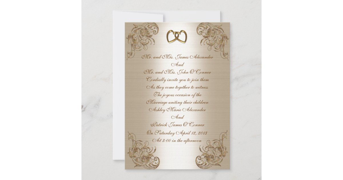 Wedding Invitation satin-look gold elegance | Zazzle