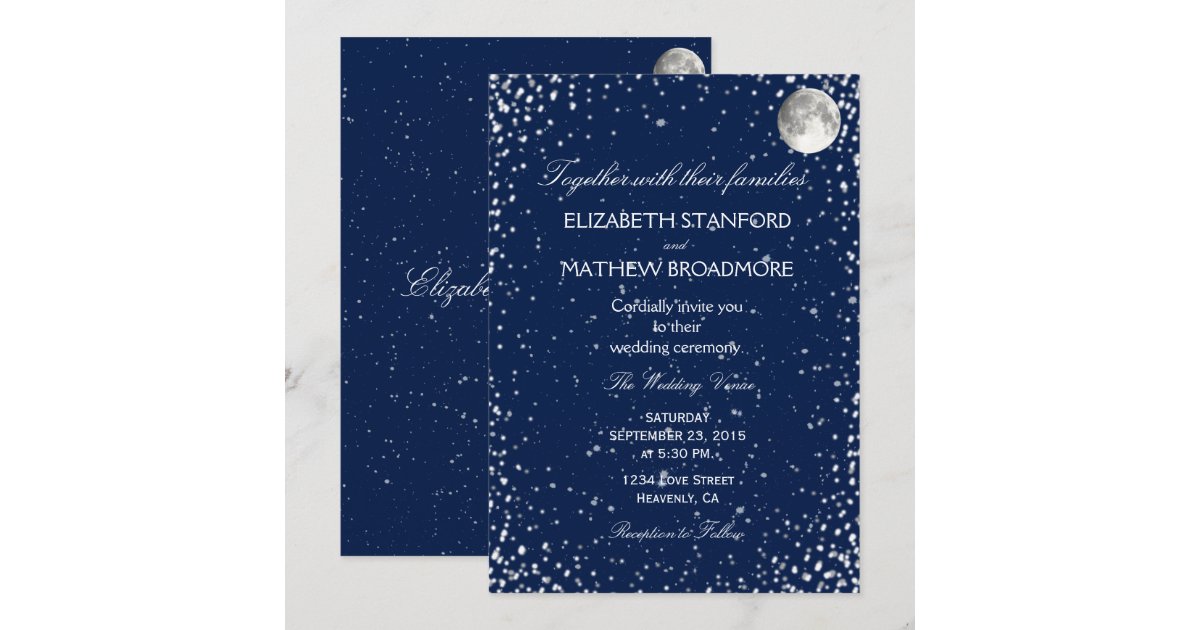 Wedding Invitation | Starry Night Moon | Zazzle