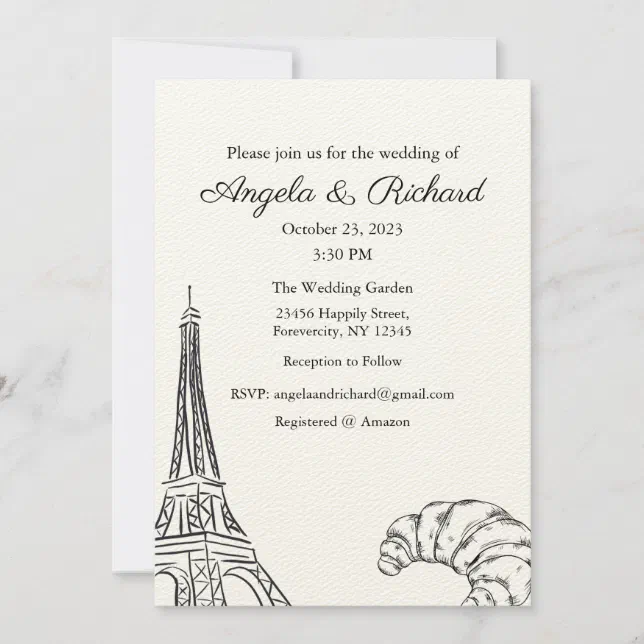 Wedding Invitation, Wedding Stationary, Paris Invitation | Zazzle