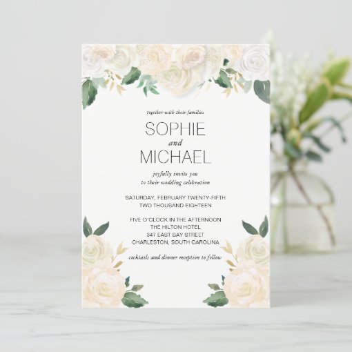 Wedding Invitation White Flowers | Zazzle