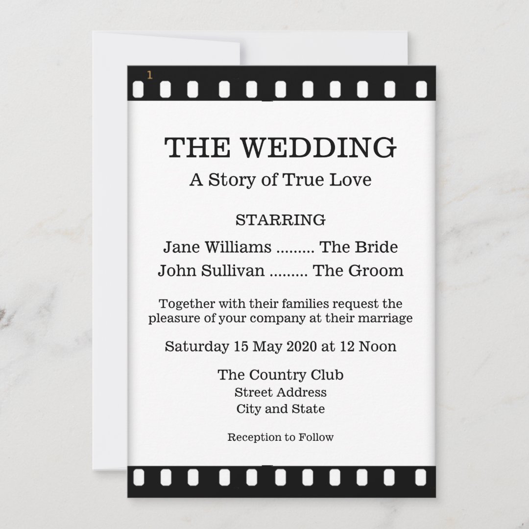 Wedding Invitation With A Movie Film Theme | Zazzle