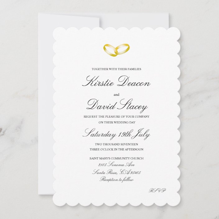 Wedding Invitation with Joined Gold Rings Graphic | Zazzle.com