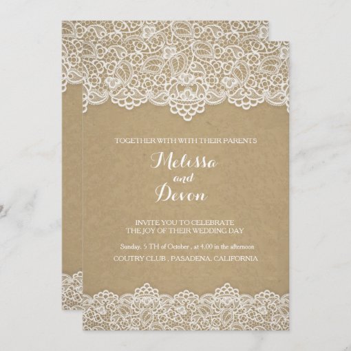 wedding invitation with lace | Zazzle