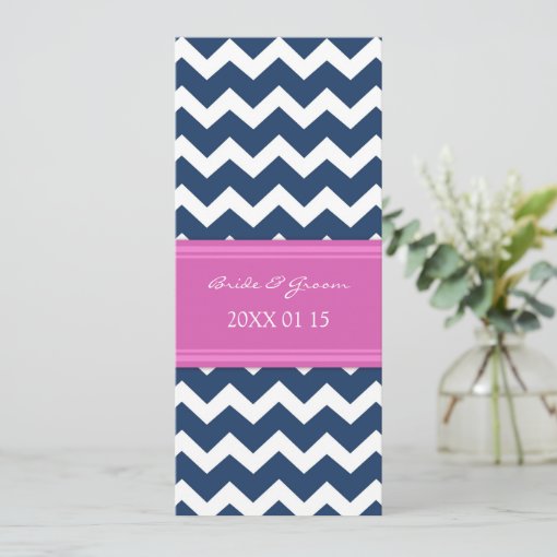Wedding Invitations Blue Hot Pink Chevron | Zazzle