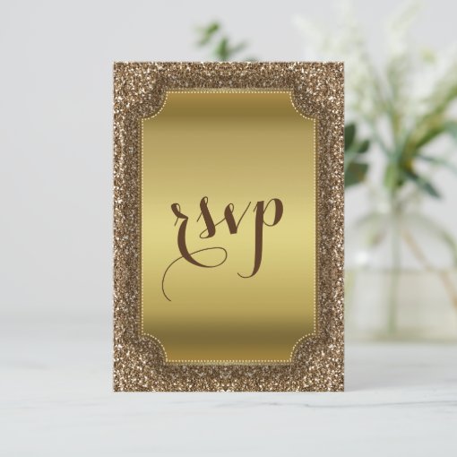 Wedding Invitations | Gold Glitter Custom RSVP | Zazzle
