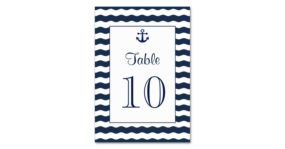 Wedding Invitations | Nautical Navy Table Number | Zazzle