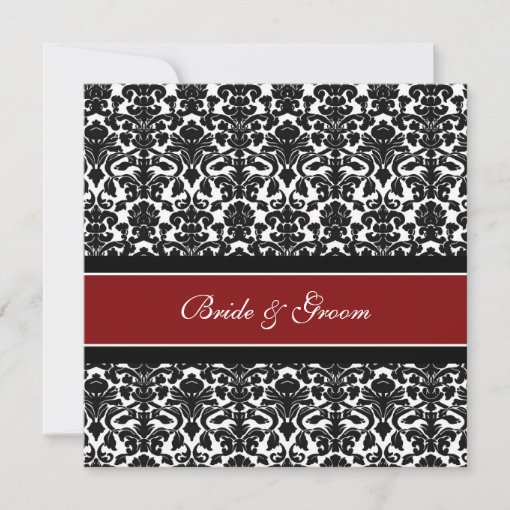Wedding Invitations Red Black White Damask | Zazzle