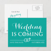 Wedding Is Coming Save the Date White Announcement Postcard | Zazzle