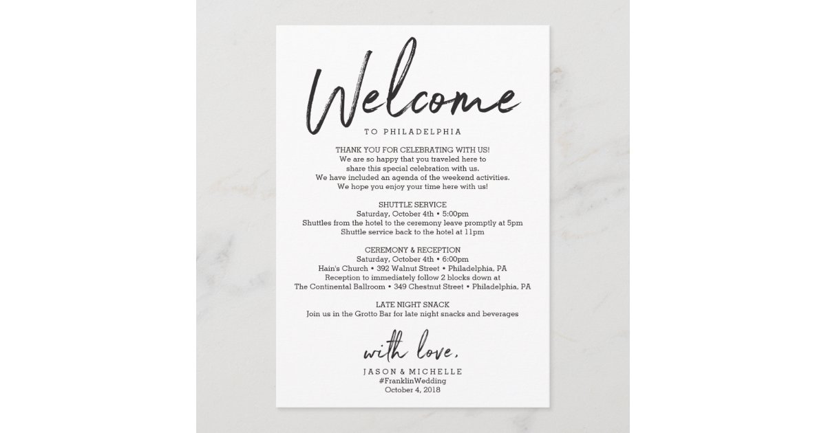 Wedding Itinerary Hotel Welcome Letter Zazzle wedding-itinerary-hotel-welcome-letter-zazzle