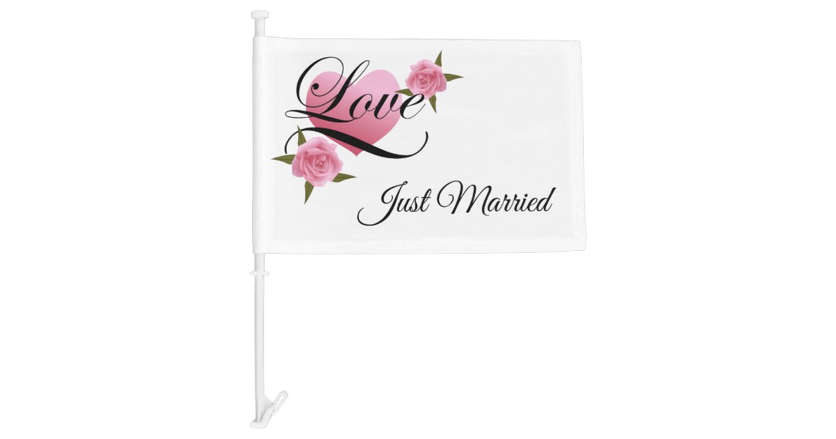 Wedding Just Married Car Flag | Zazzle
