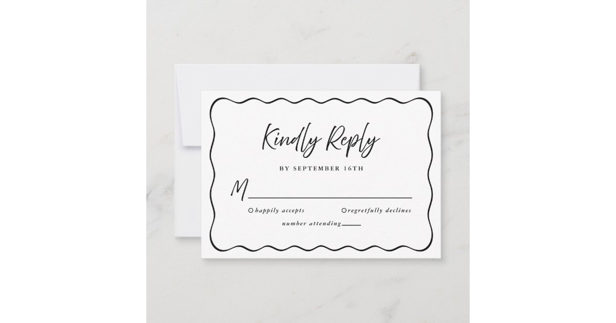 Wedding Kindly Respond Modern Handwritten Black RSVP Card | Zazzle