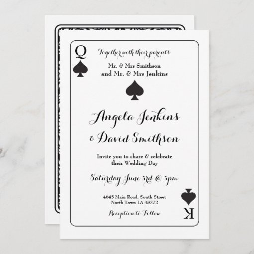 Wedding King Queen Ace Spades Playing Card Invite | Zazzle