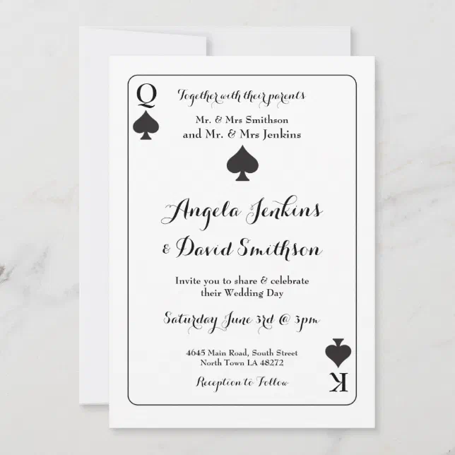 Wedding King Queen Ace Spades Playing Card Invite | Zazzle
