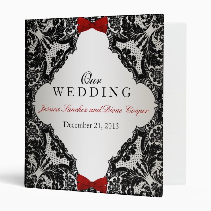 Wedding Lace and Bow Binder | Zazzle