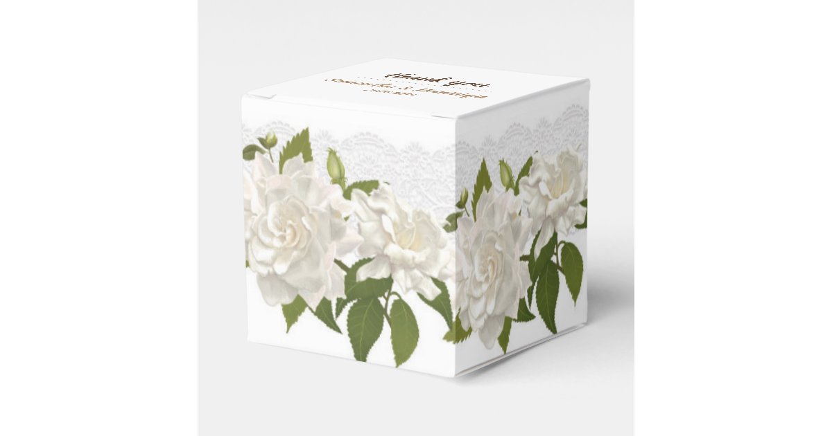 Wedding Lace Flowers Square Favor Gift Box | Zazzle