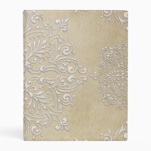 Wedding Lace on Beige Mini Binder | Zazzle