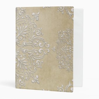 Wedding Lace on Beige Mini Binder | Zazzle