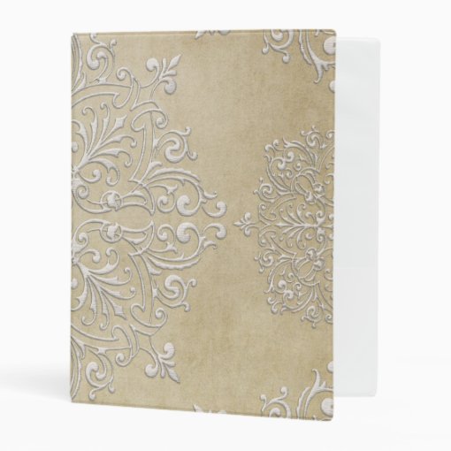Wedding Lace on Beige Mini Binder | Zazzle