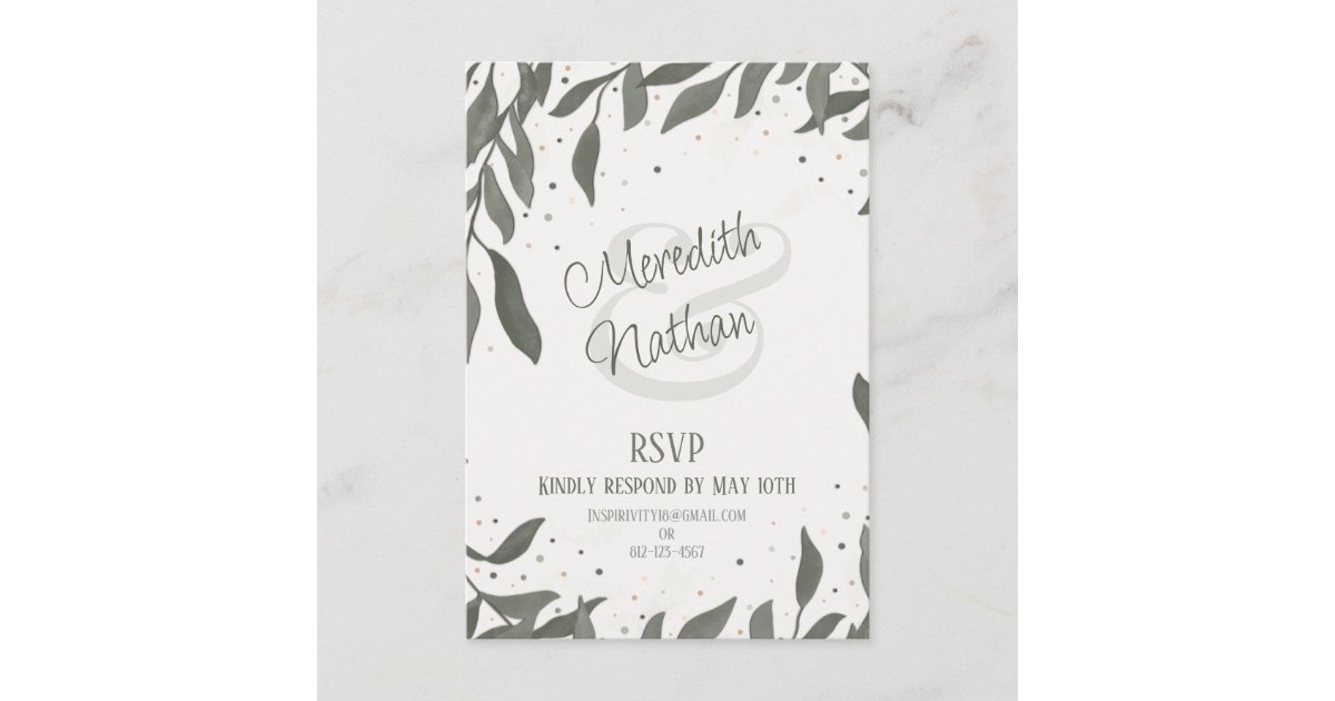 Wedding Leaves Trendy Inspirivity RSVP Pretty Enclosure Card | Zazzle