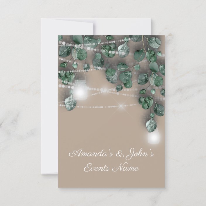 Wedding Lights Jars Rustic Mint Ivory Green Invitation | Zazzle.com