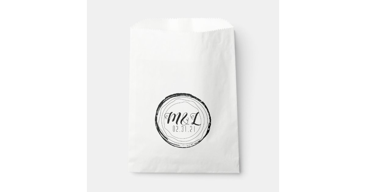 Wedding Logo Rustic Log Trunk White Favor Bag | Zazzle